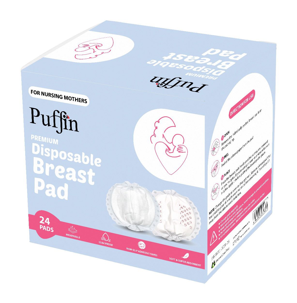 Puffin Disposable Breast Pads 24 Pcs - Comfortable Pads - Keeps