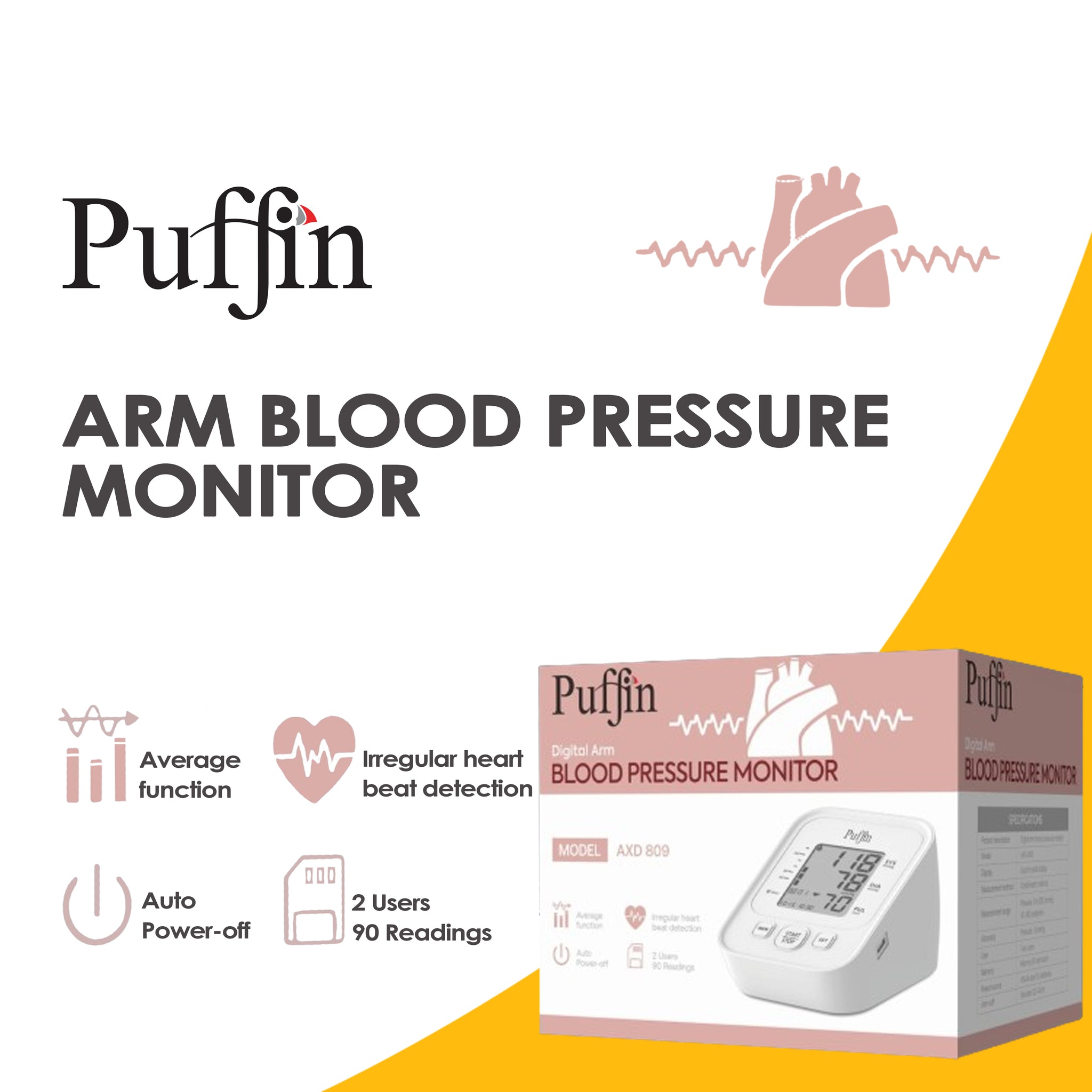 Puffin Digital Arm Blood Pressure Monitor- BP Machine - Keeps