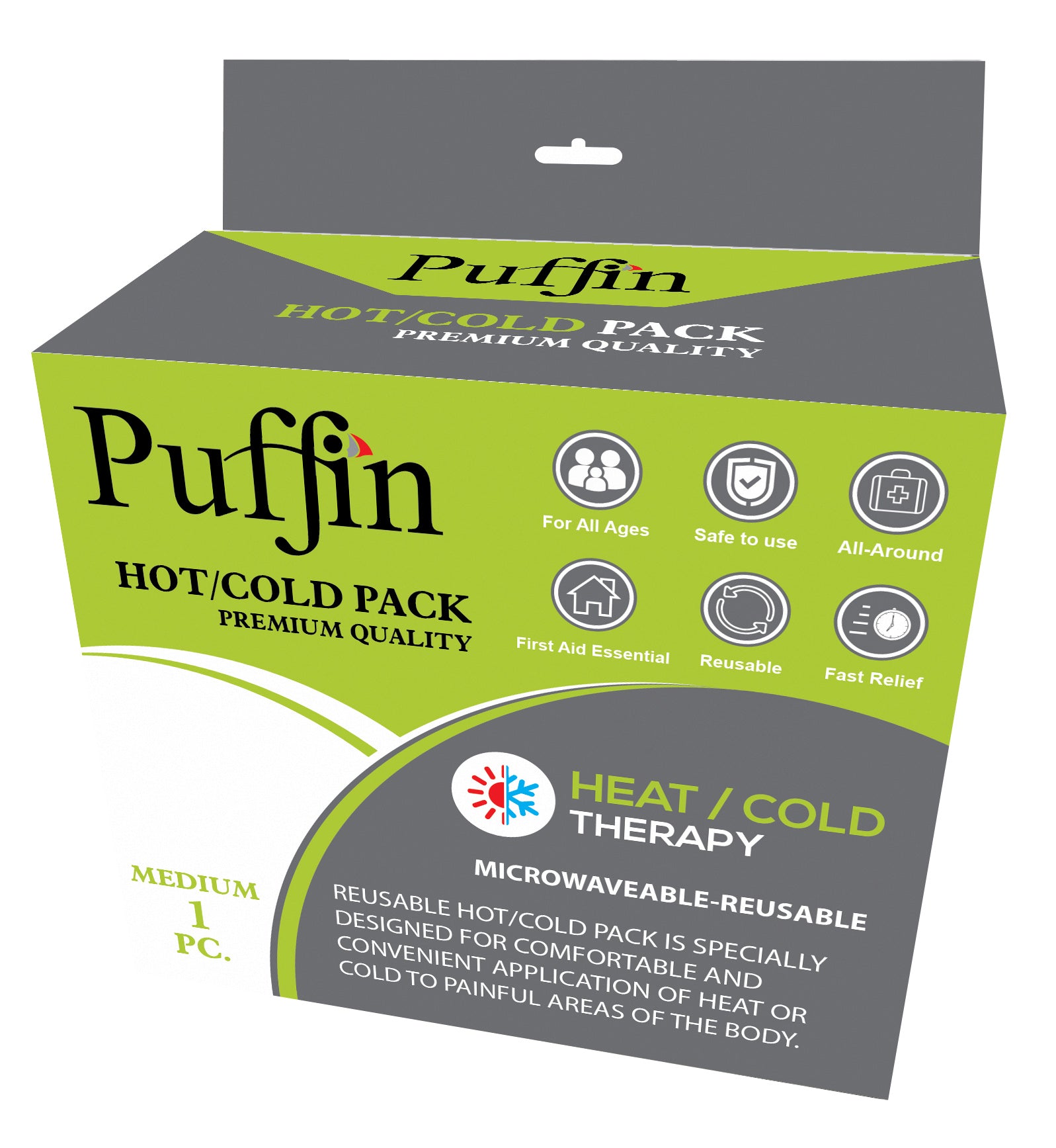 Puffin Hot and Cold Pack- Cold & Heat Pack for Back Pain - Keeps