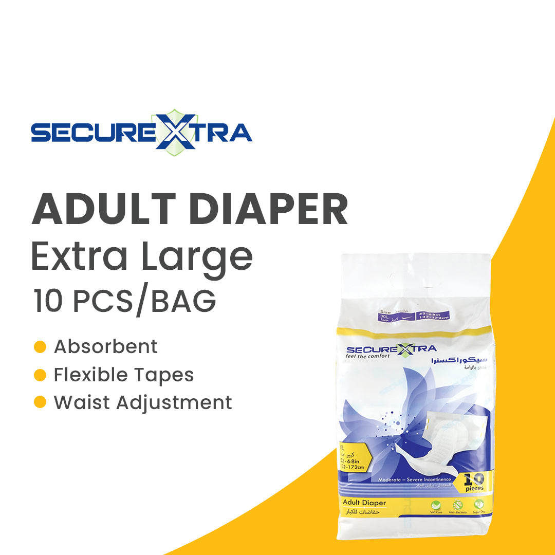 SecureXtra Adult Diaper Extra Large - Best comfort & absorbency - Keeps